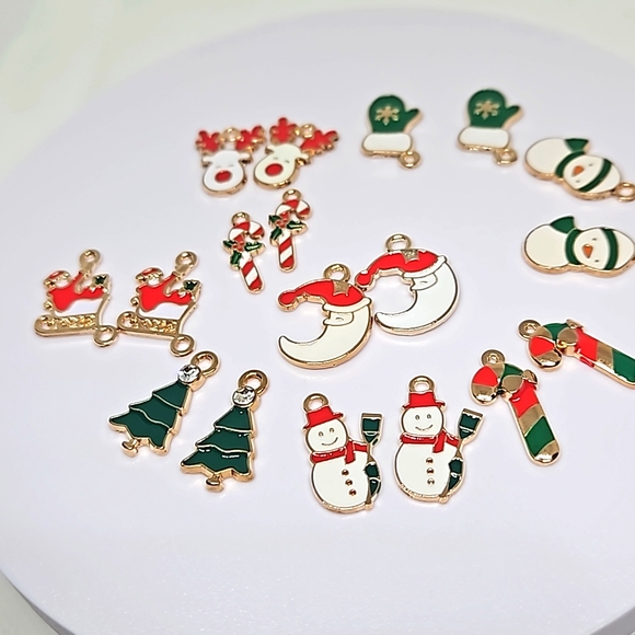 Hand Crafted | Holiday | Christmas Enamel Charms 9 Pairs Of Cute ...